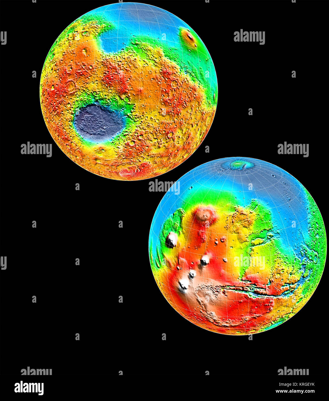 Mars Hemispheres MOLA Stock Photo - Alamy