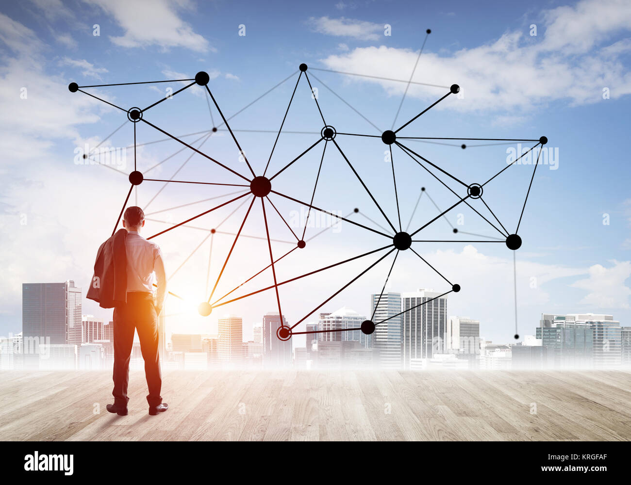 International business networking and social connection against modern ...