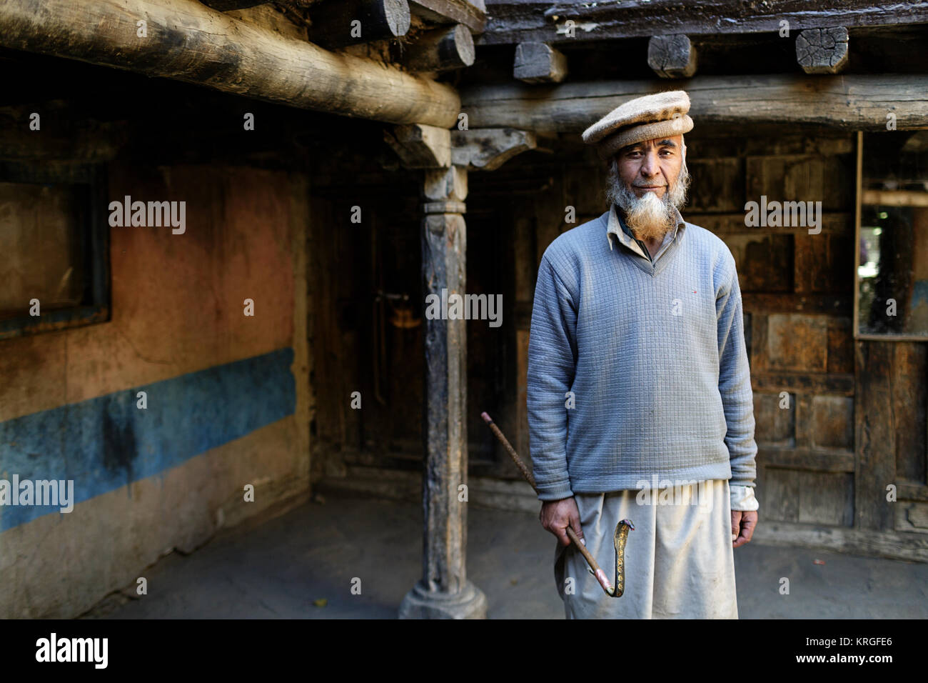 Old man, king of Baltistan, Balti people, Nubra Valley, Turtuk, Ladakh ...