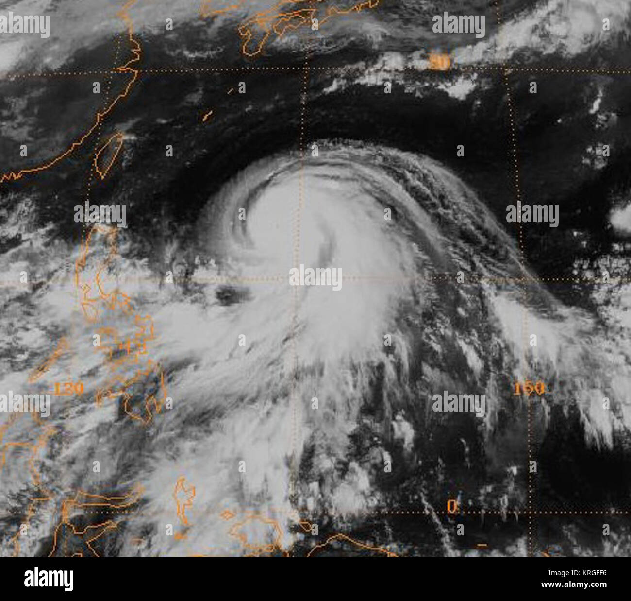 Typhoon Forrest 1983 at peak intensity Stock Photo - Alamy
