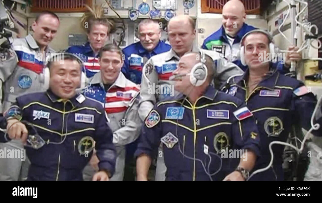 Expedition 38 crew members are welcomed Stock Photo - Alamy