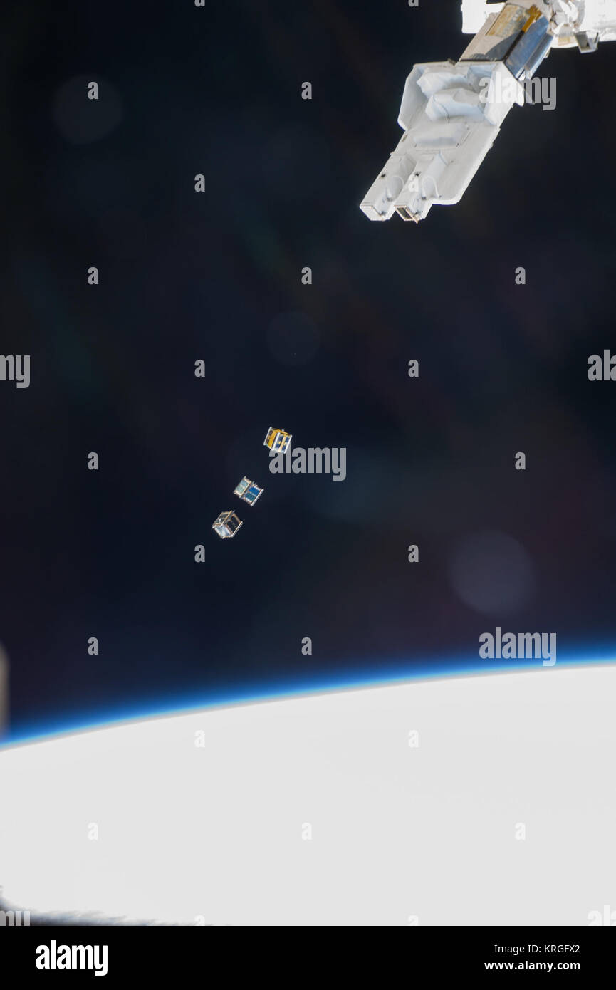 Cubesats Released From Space Station Stock Photo - Alamy