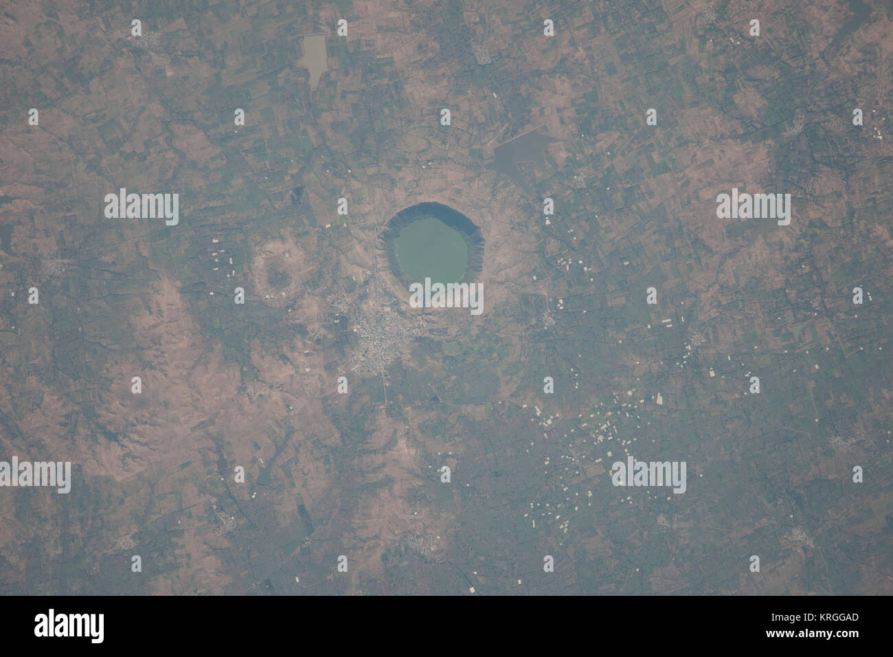 Lonar Crater Lake from space Stock Photo - Alamy