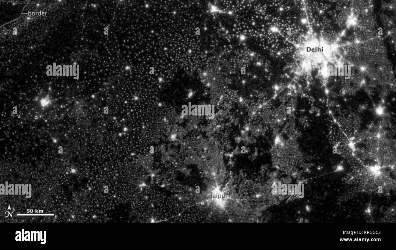 Night Aerial View Delhi Jaipur Highway Satellite Image November 2012 ...