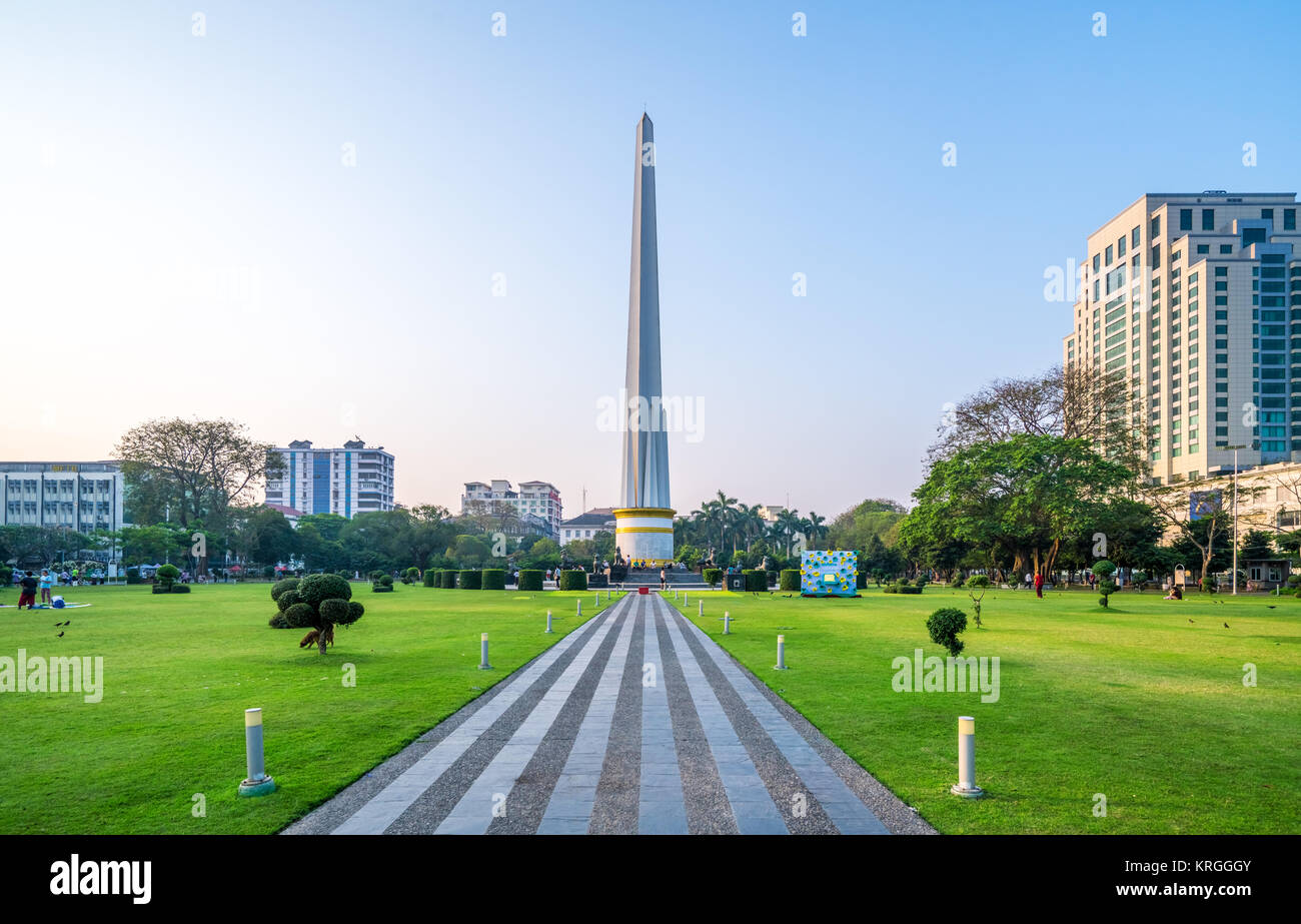 Independence Monument in Mahabandoola park in downtown Yangon, Myanmar ...