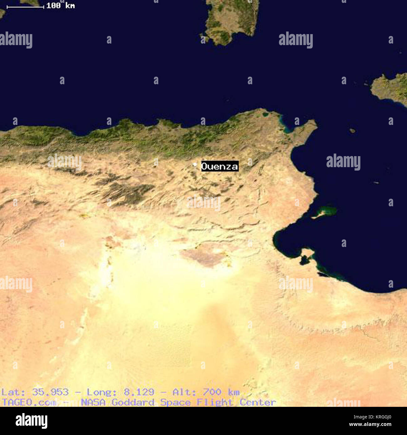 Ouenza vue par satellite Stock Photo - Alamy