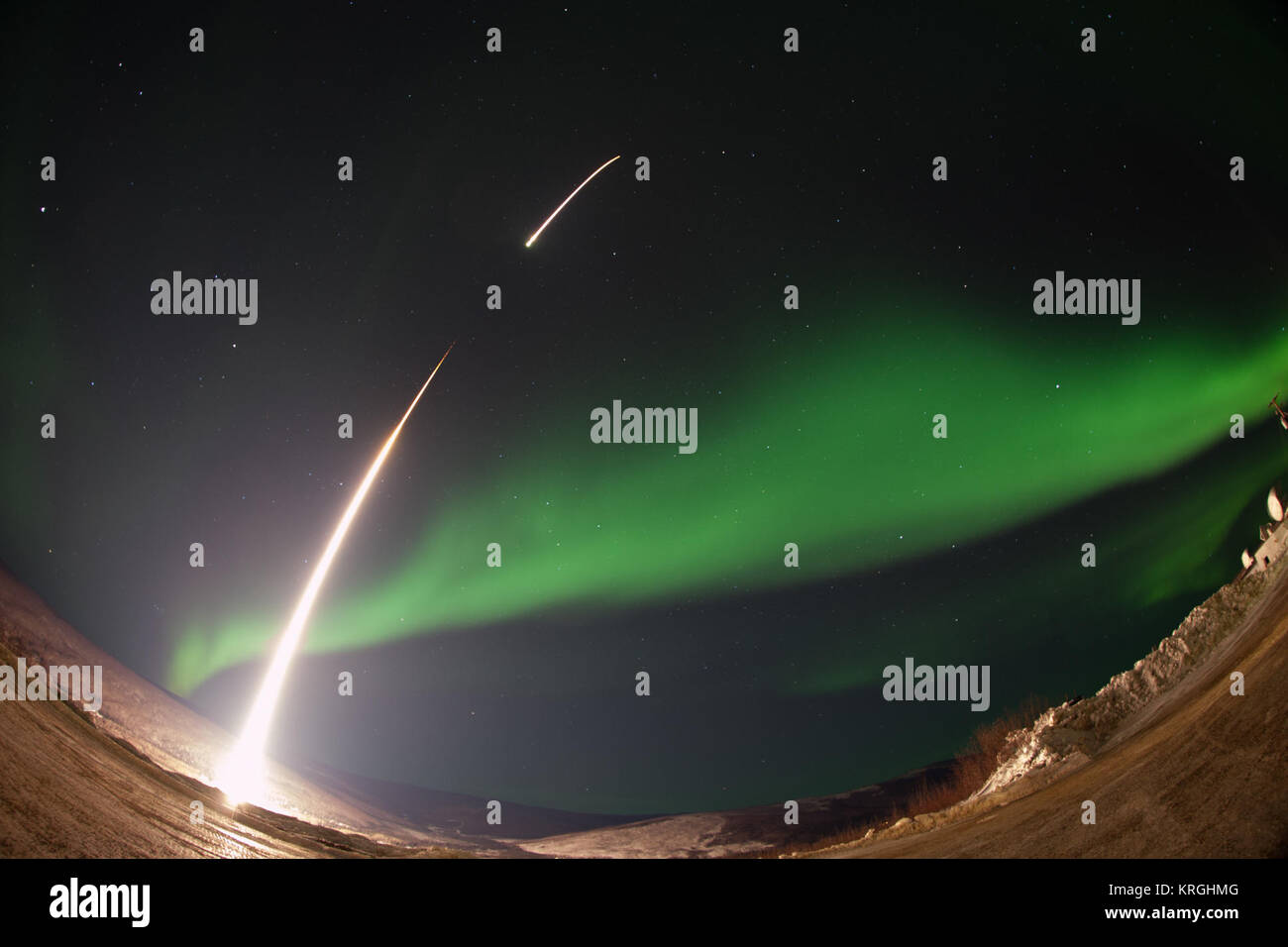 Caption: A NASA-funded sounding rocket launches into an aurora in the ...