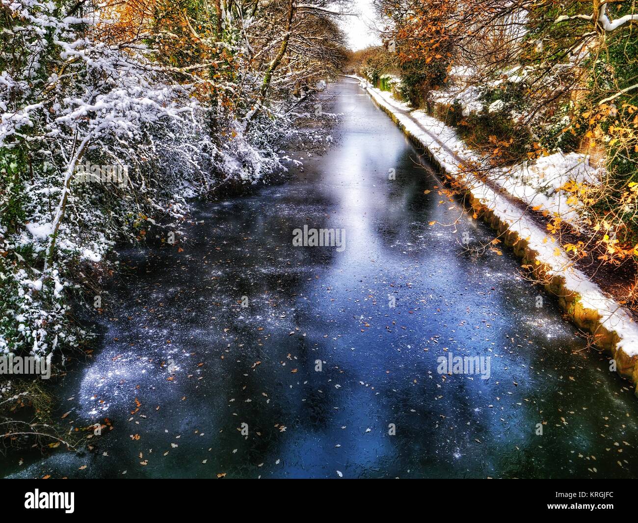 Frozen canal due to snow over the weekend and very cold temperature in ...