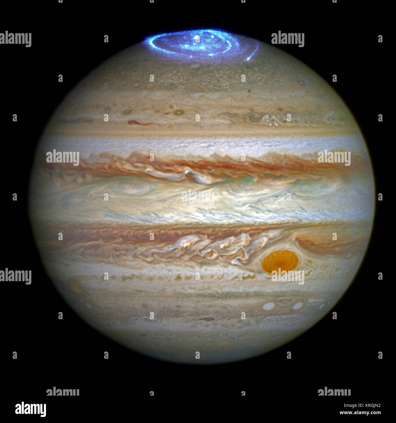 This full-disc image of Jupiter was taken on 21 April 2014 with Hubble's Wide Field Camera 3 ...