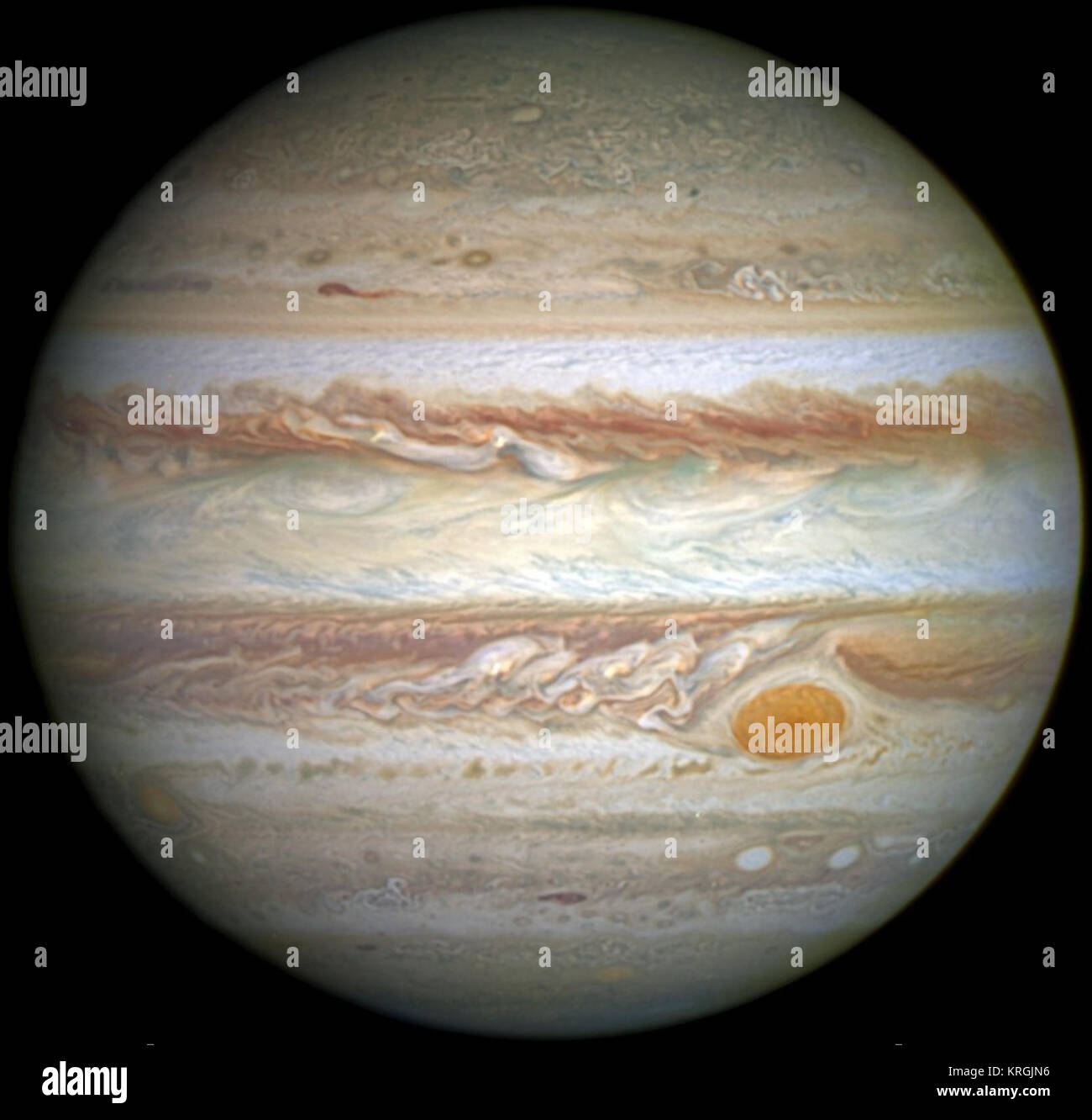 This full-disc image of Jupiter was taken on 21 April 2014 with Hubble ...