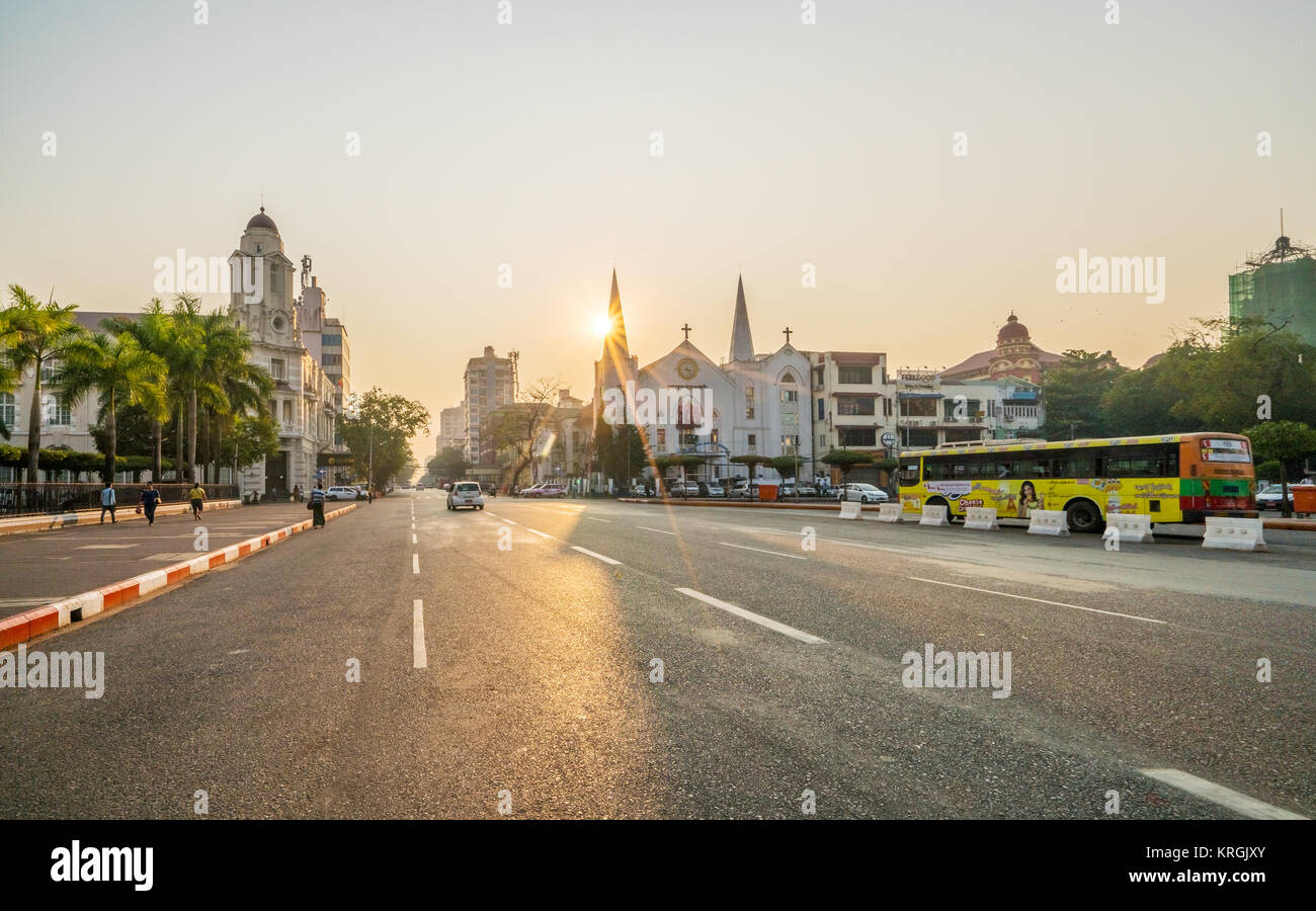Street in Yangon, Myanmar Stock Photo - Alamy