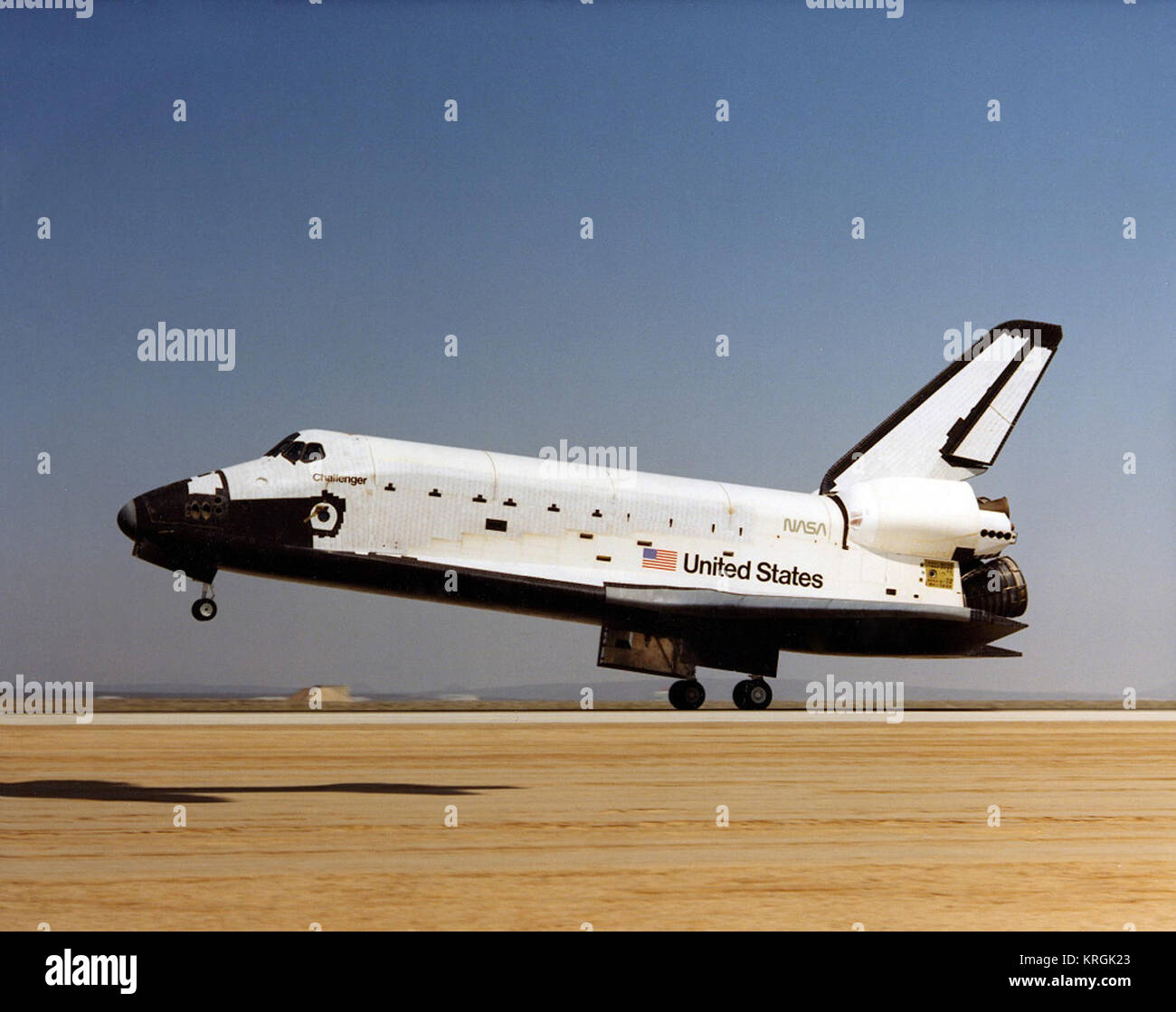 Space Shuttle Challenger lands for the first time, completing STS-6 ...