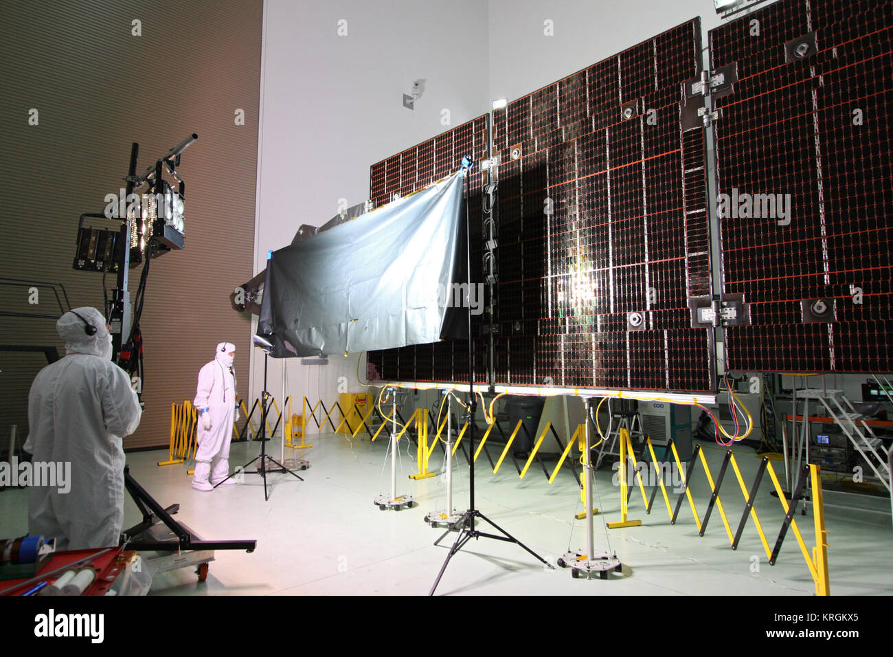 Juno's solar panel 1 is partly shadowed at the illumination test Stock ...