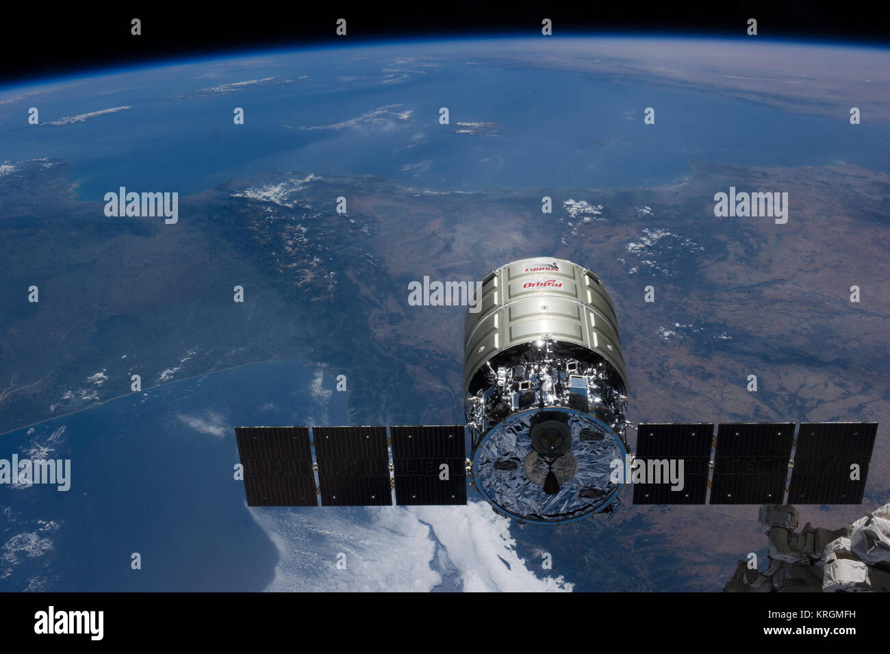 Cygnus CRS Orb-2 approaches ISS (ISS040-E-069168 Stock Photo - Alamy