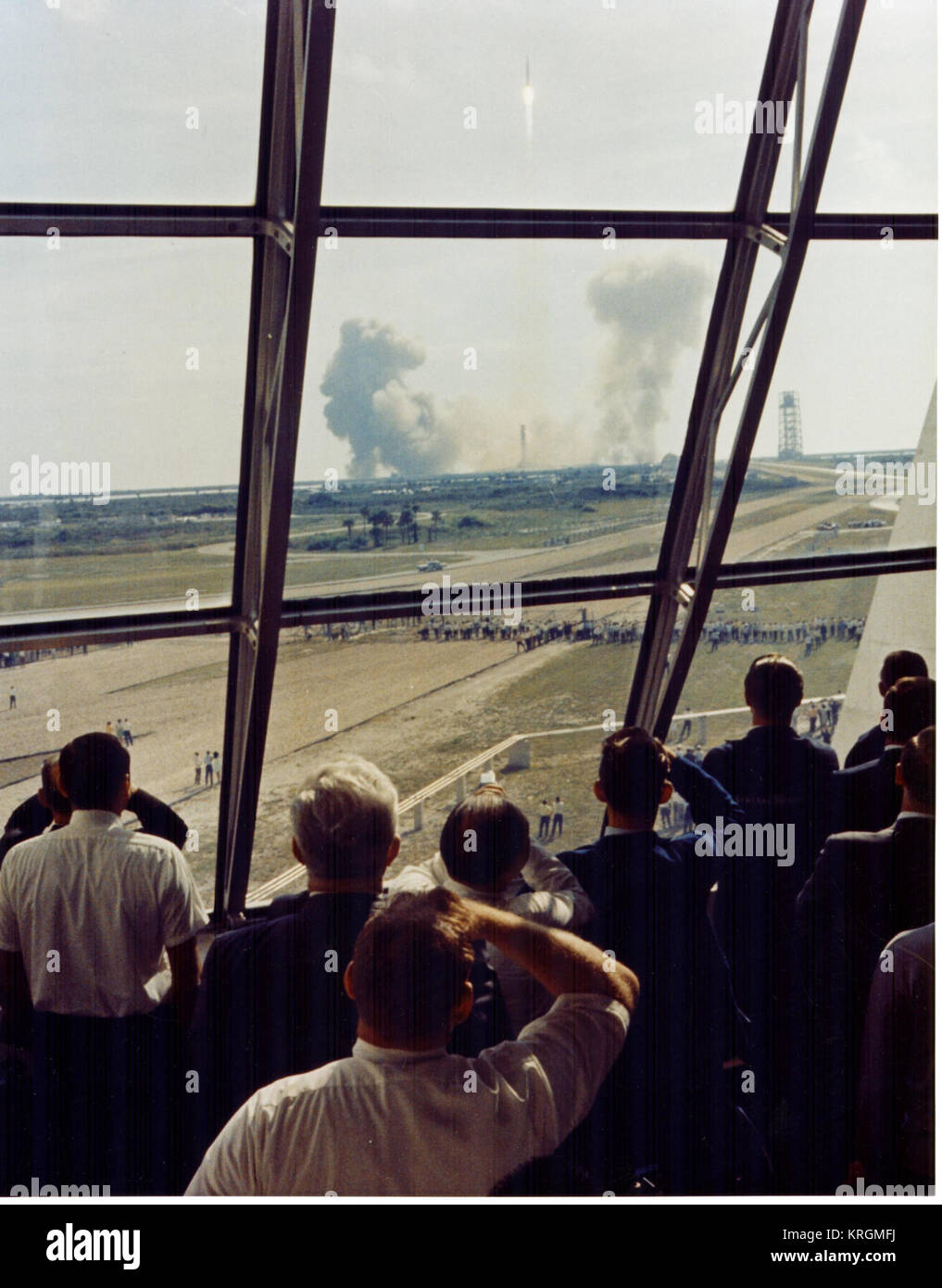 Personnel within the Launch Control Center watch the Apollo 11 liftoff ...