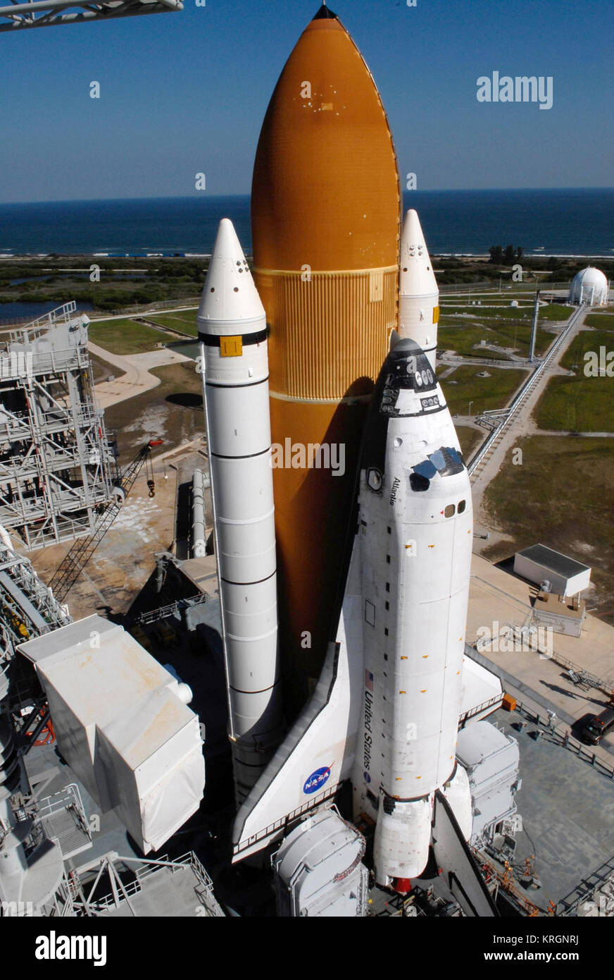 STS-122 on launch pad Stock Photo - Alamy