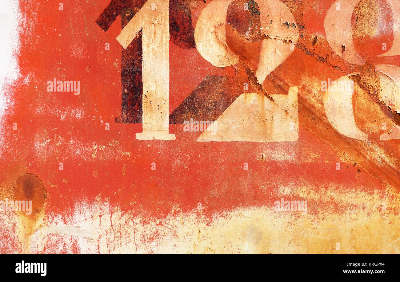 old rusty painted metal wall with numbers Stock Photo - Alamy