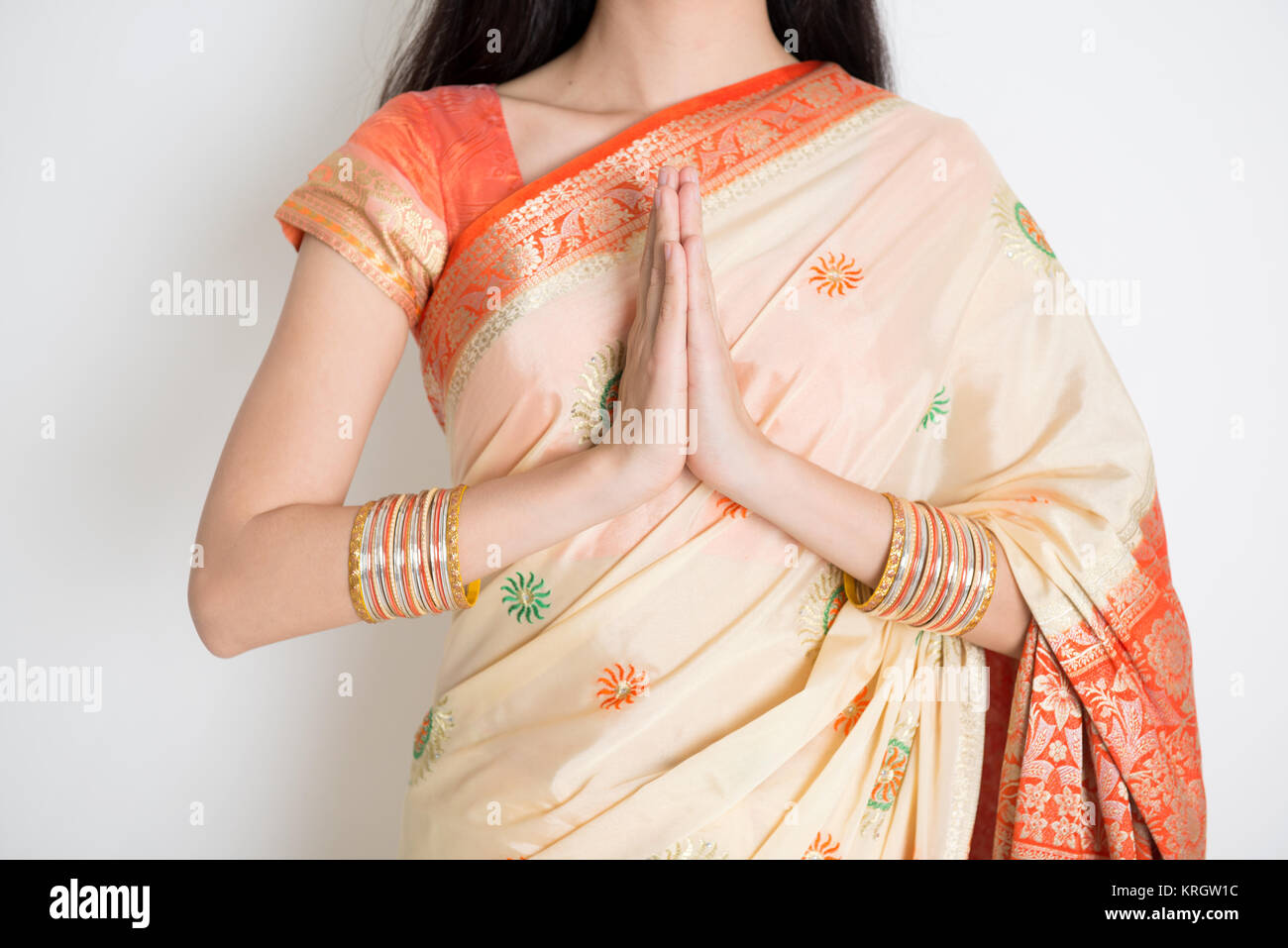 Indian girl namaste prayer hands hi-res stock photography and images ...