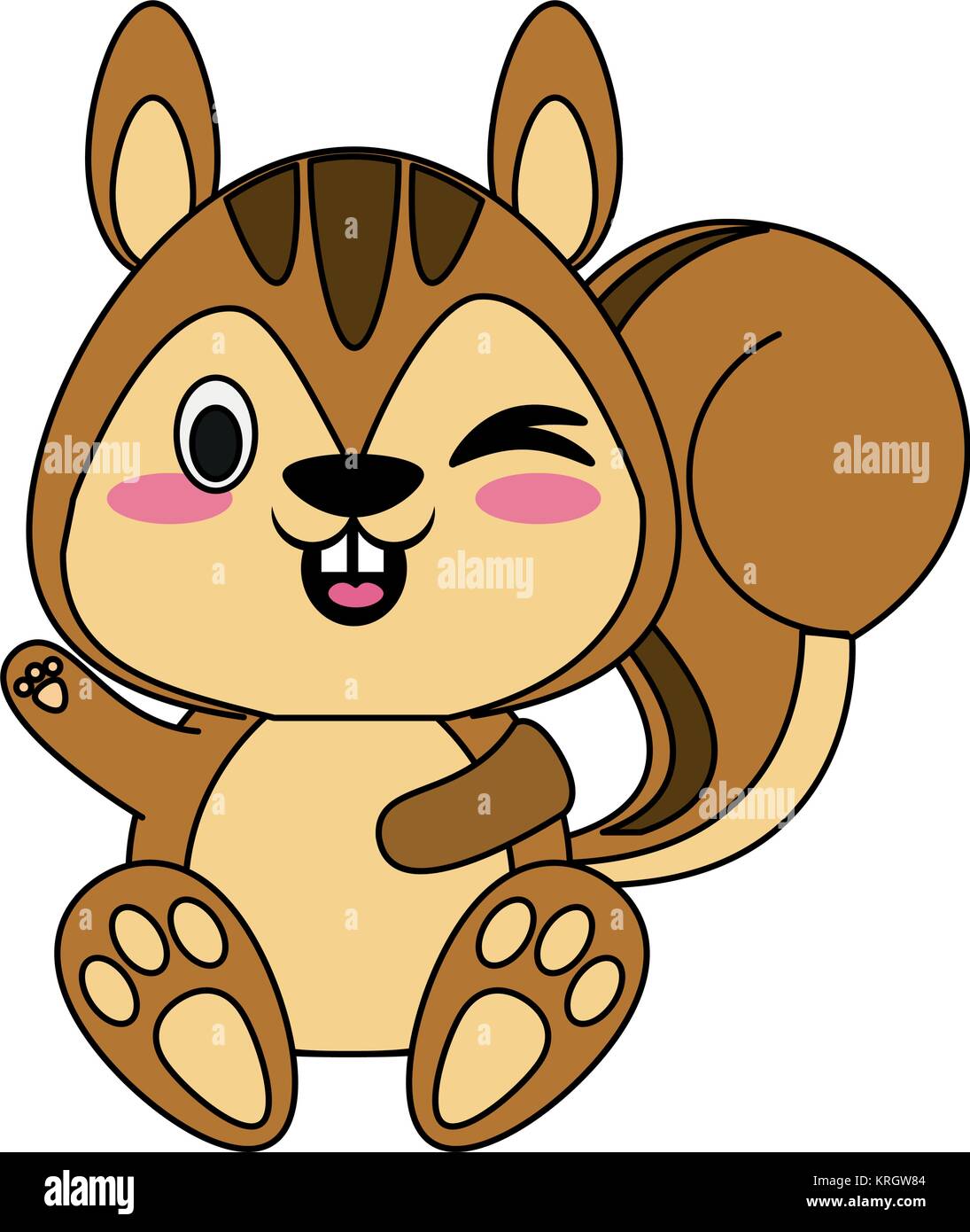 Cartoon illustration squirrel sitting smiling hi-res stock photography ...