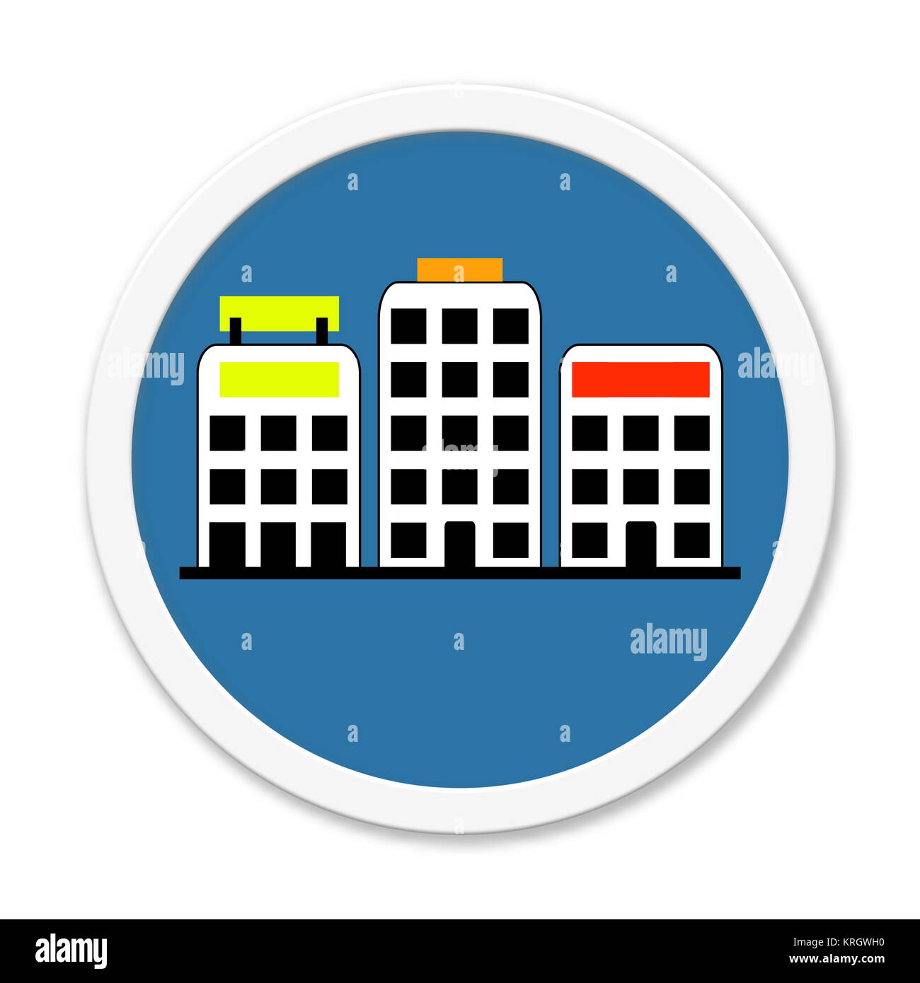 blue round button: office buildings Stock Photo - Alamy