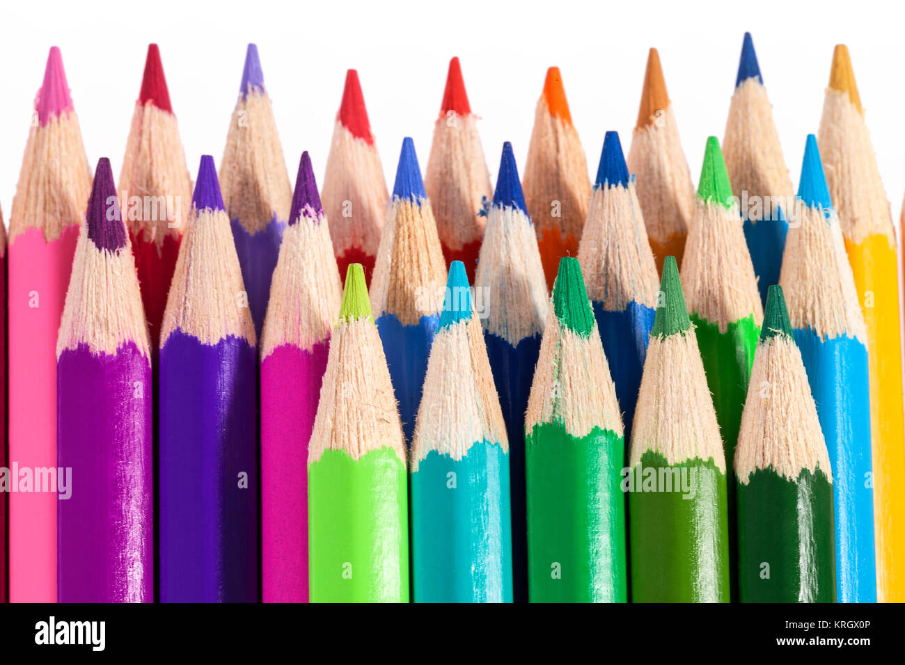 Chipped colored crayons on white background, close up Stock Photo - Alamy