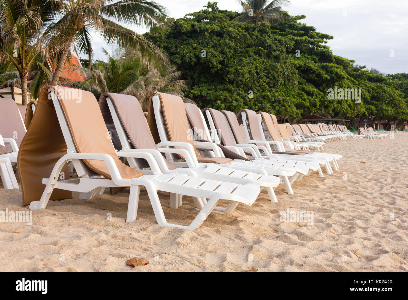 canvas beach bed on the beach Stock Photo - Alamy