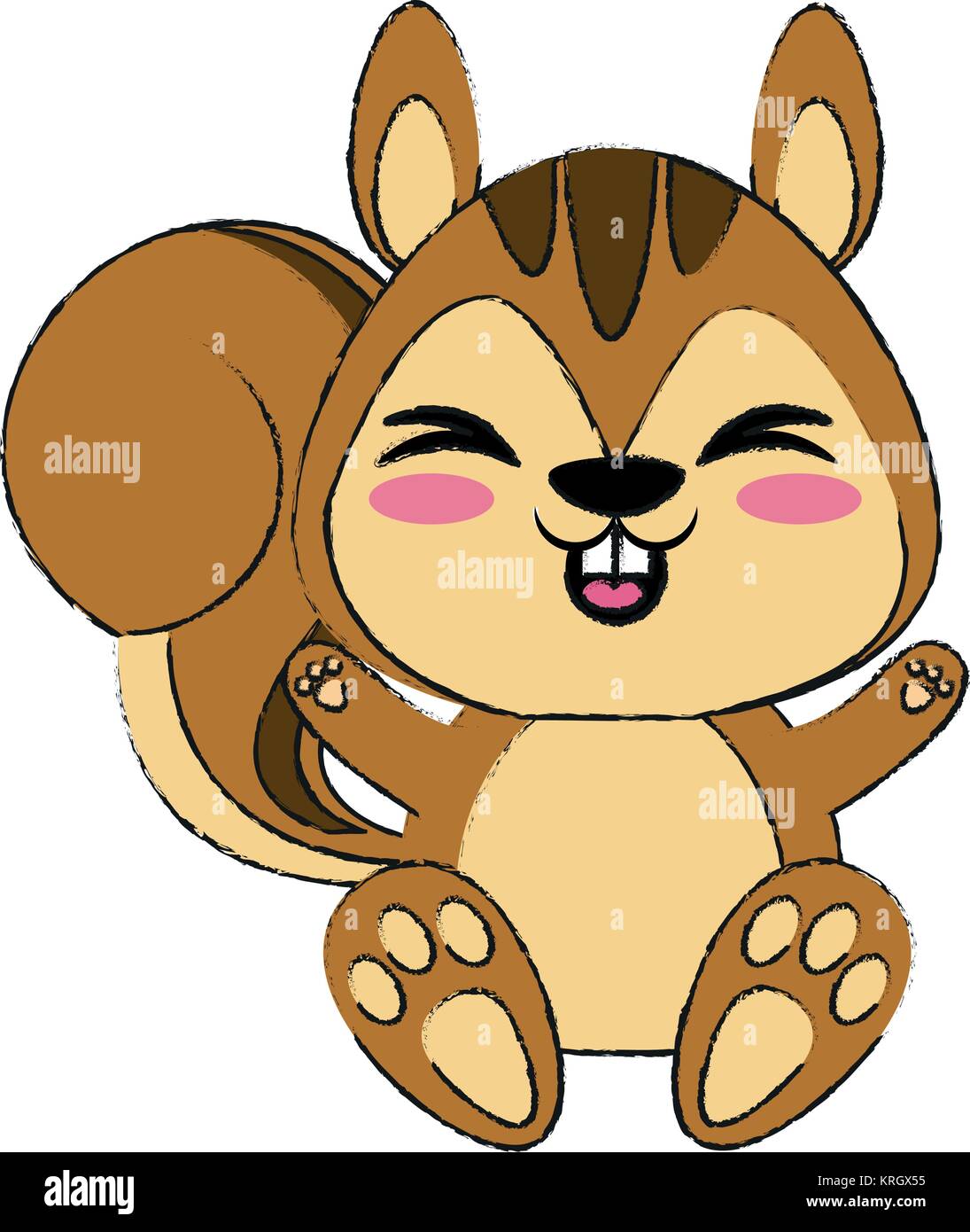 Cartoon illustration squirrel sitting smiling hi-res stock photography ...