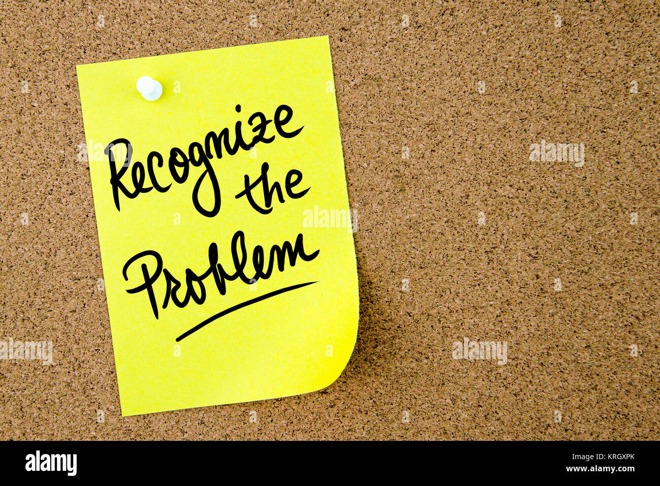 Recognize the problem text written on yellow paper note Stock Photo - Alamy