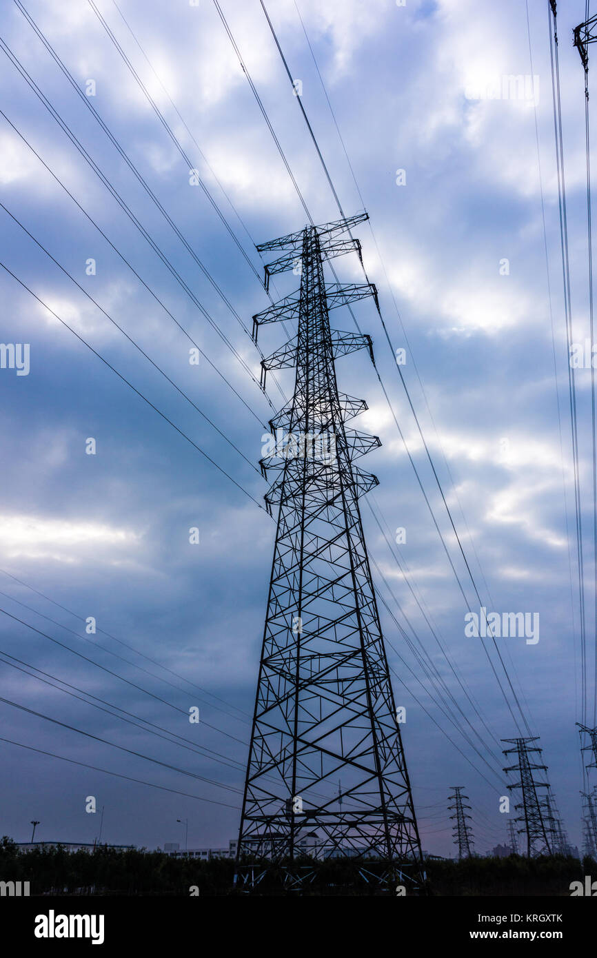 High pressure wire tower Stock Photo - Alamy