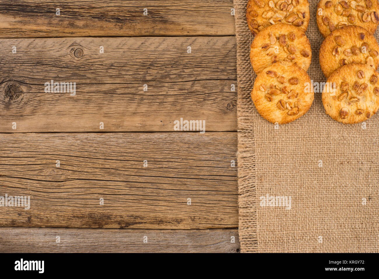 Cookies with peanut on old wooden table Stock Photo - Alamy