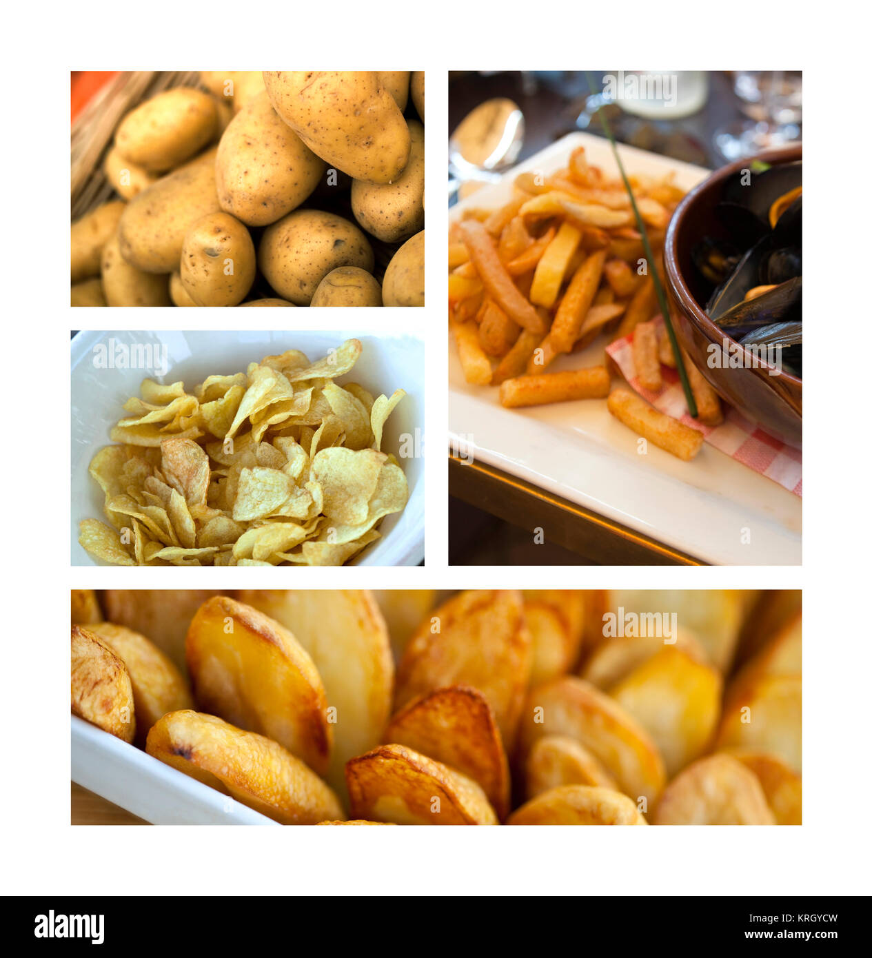 Potatoes on a collage Stock Photo - Alamy