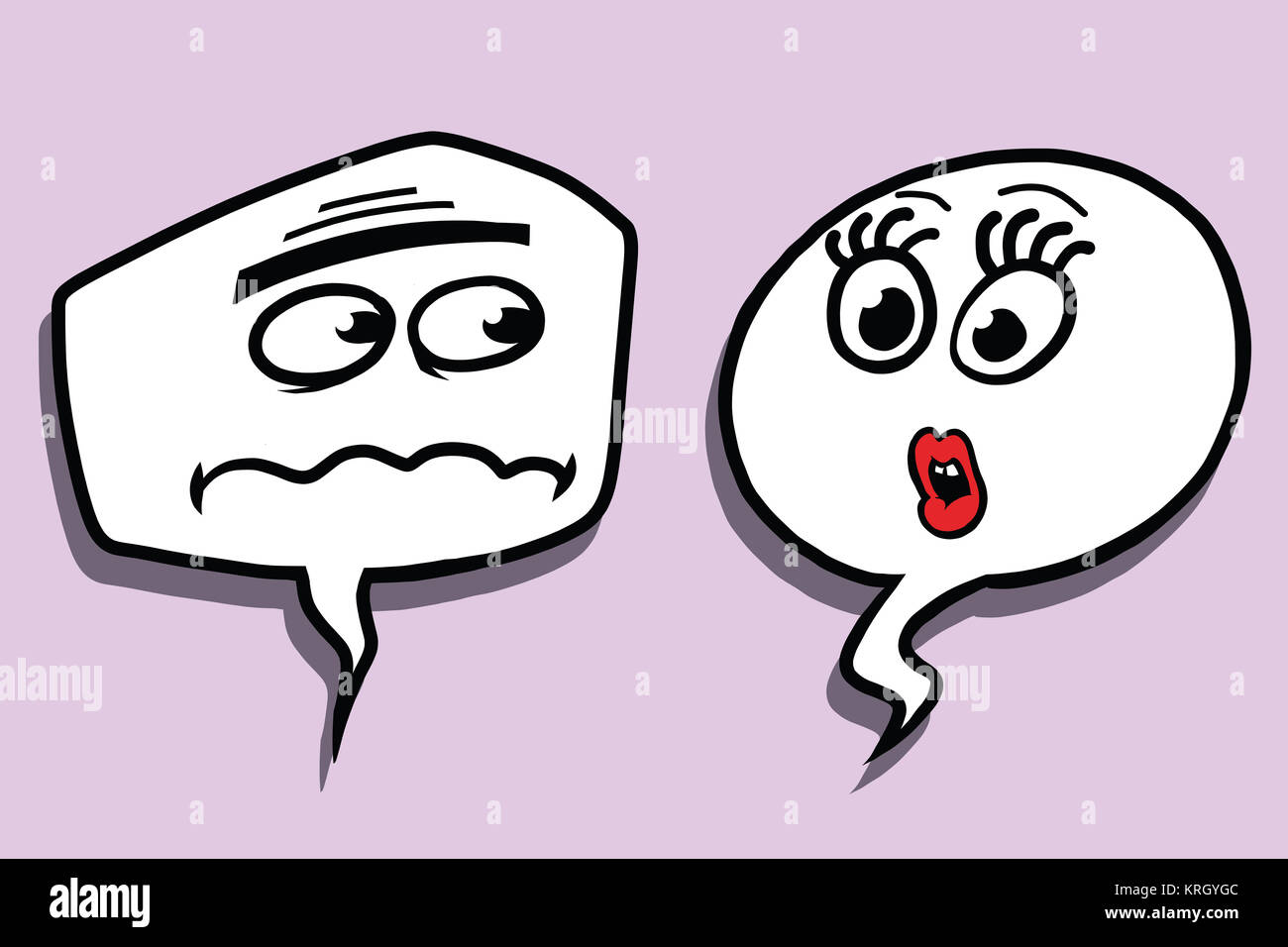 Comic bubble face male and female dialogue Stock Photo - Alamy