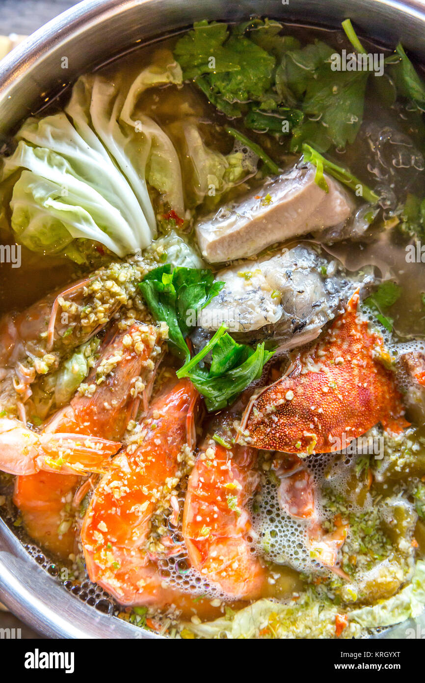 Seafood hot pot Stock Photo - Alamy