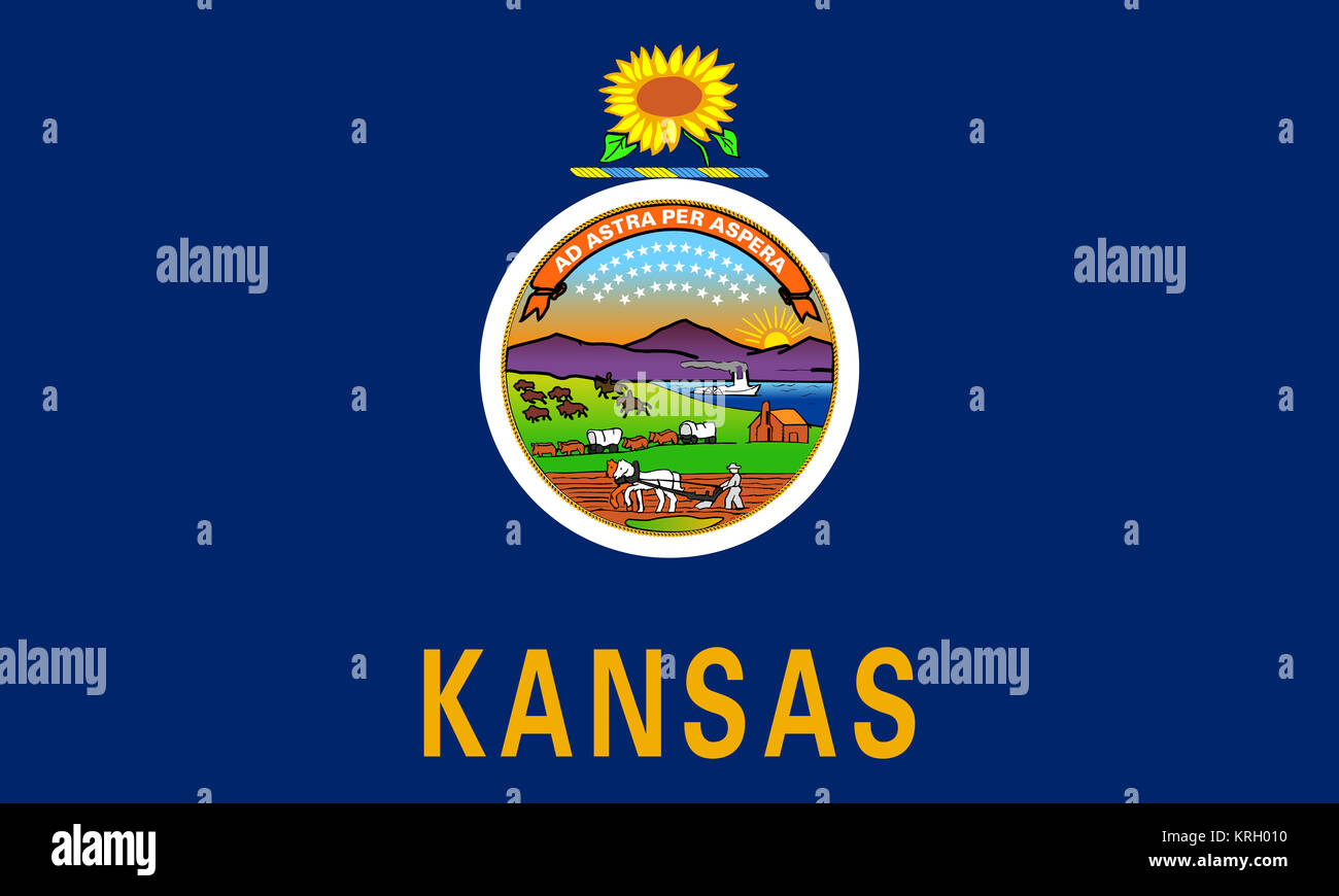 Flag of Kansas correct size color illustration Stock Photo - Alamy