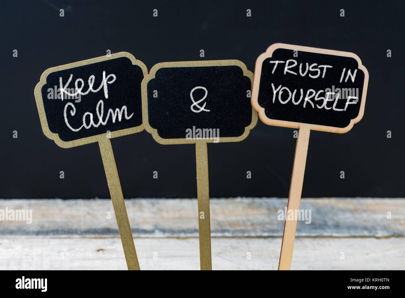 Keep Calm and Trust In Yourself message written with chalk on mini ...