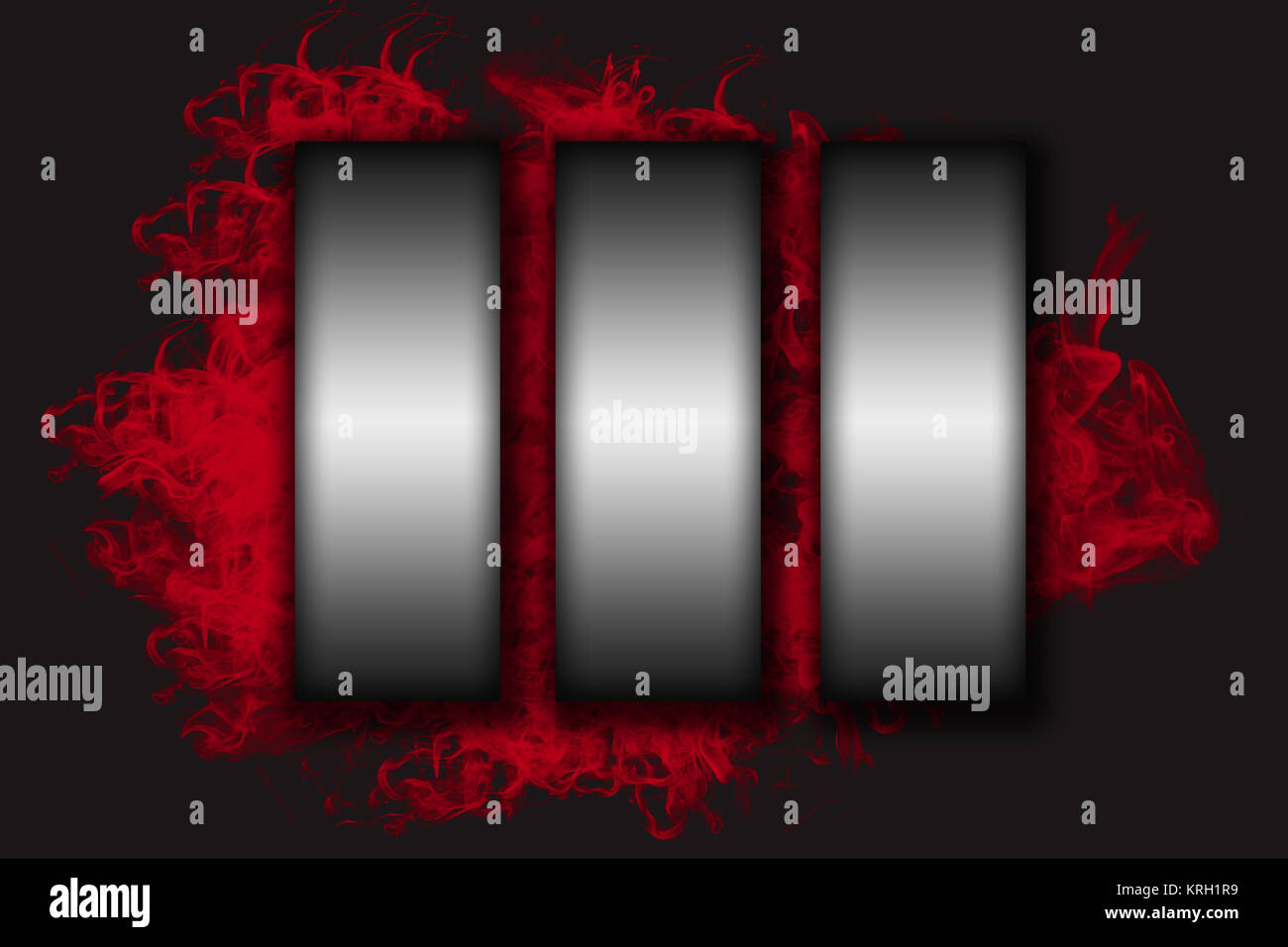 Three stainless steel vertical labels on the red smoke Stock Photo - Alamy