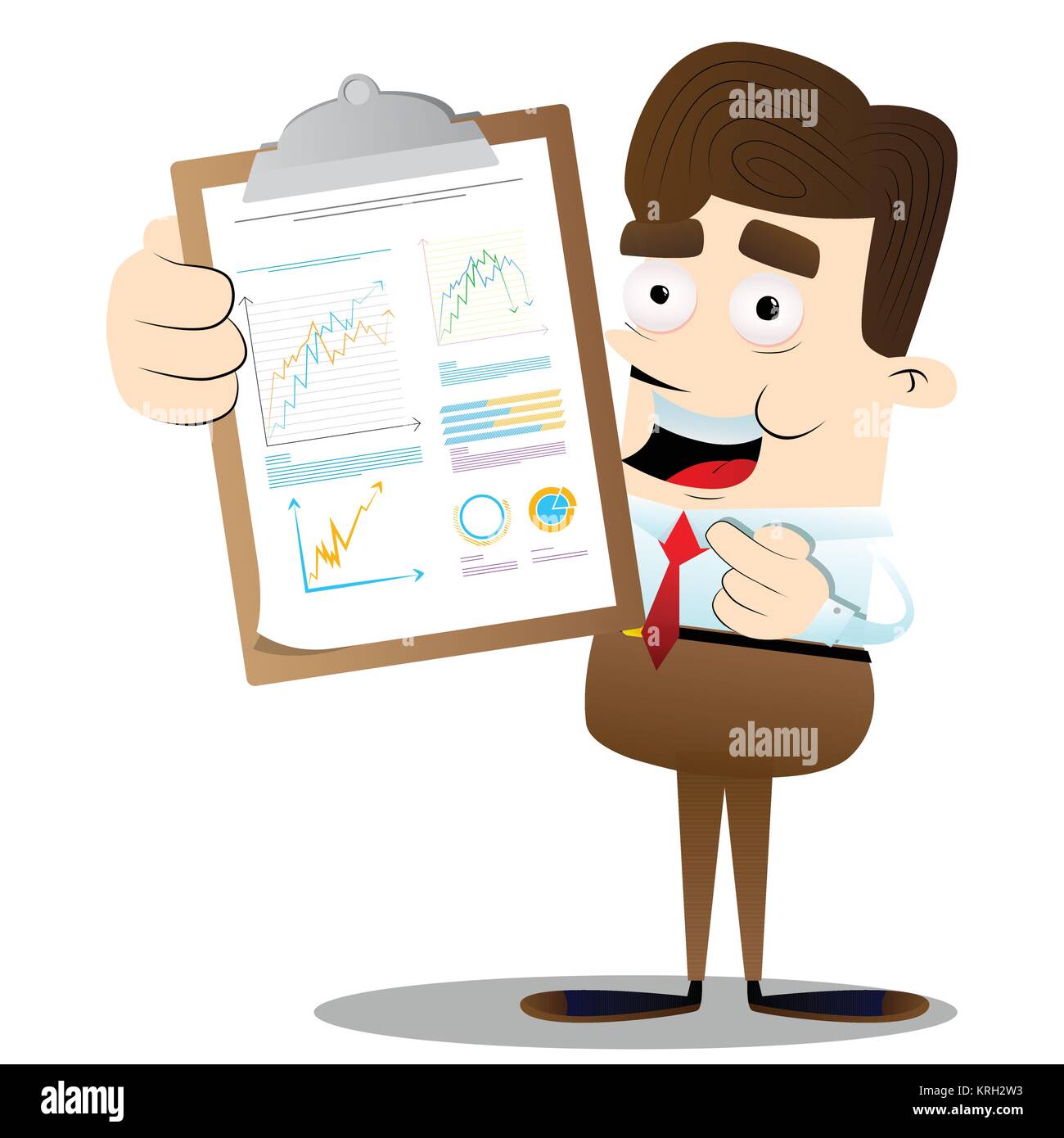 Businessman shows finance report. Business concept. Vector illustration ...