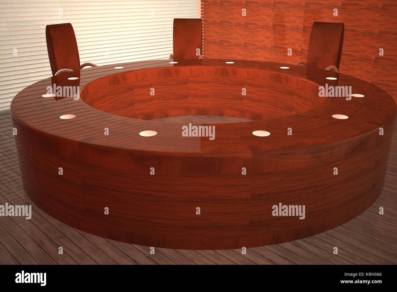 Meeting room with round table Stock Photo - Alamy