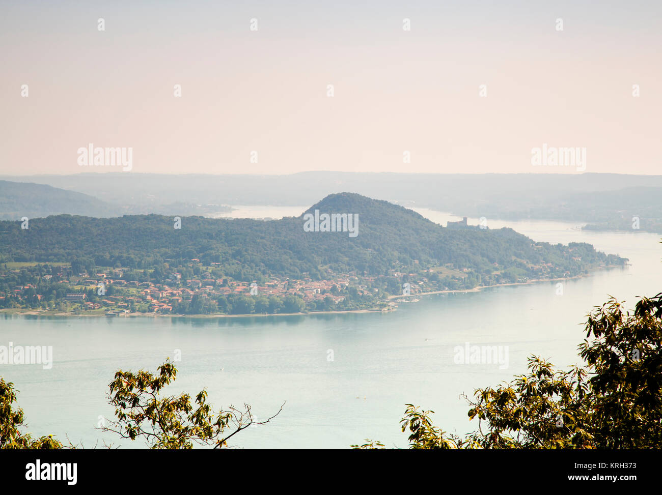 Lake view with trees Stock Photo - Alamy