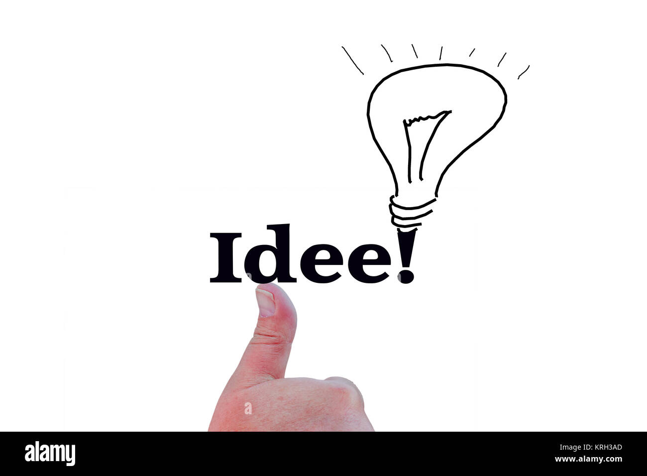 hand,thumb up with painted bulb and text ideas Stock Photo - Alamy