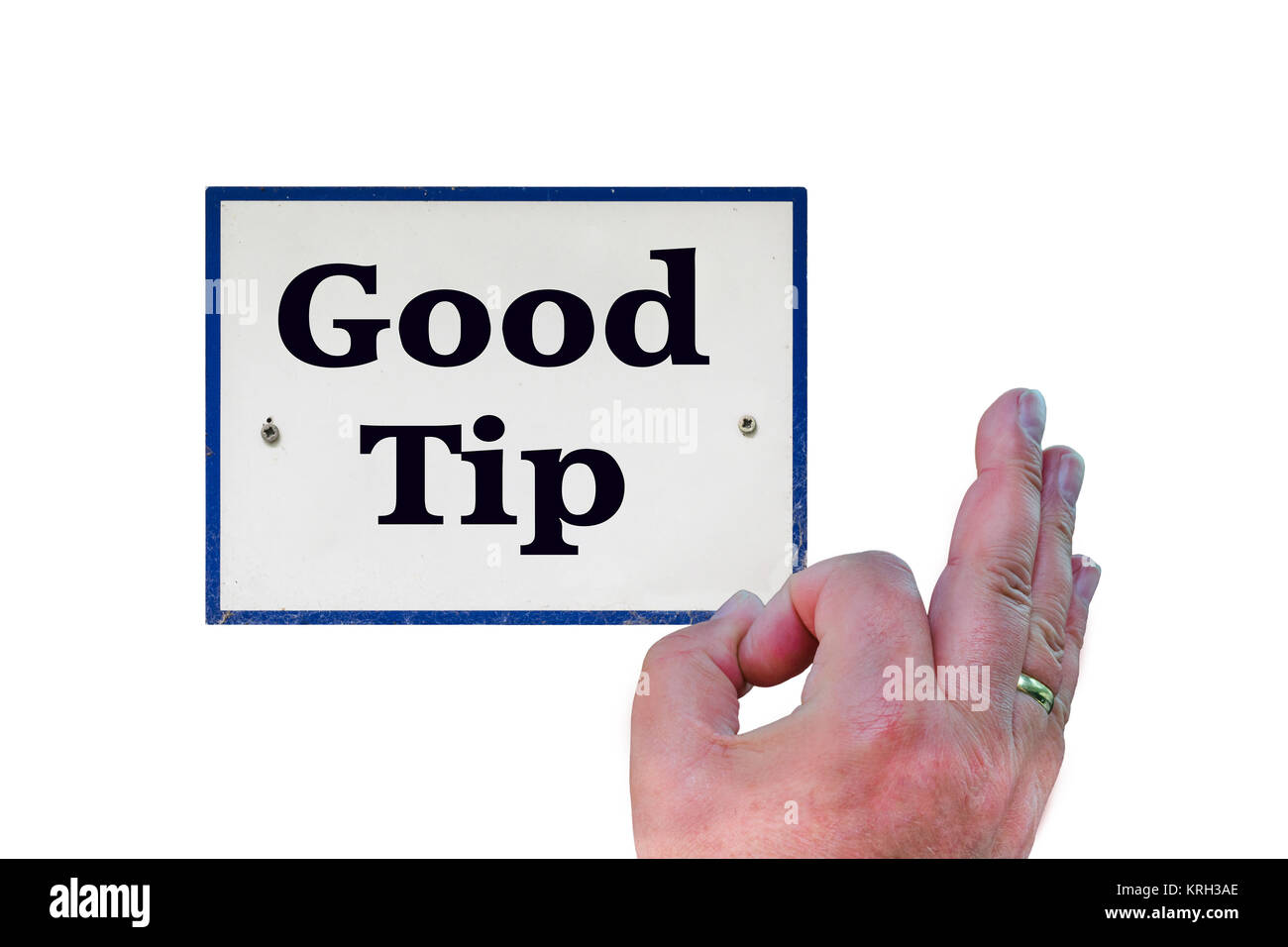 board with blue border and text good tip Stock Photo - Alamy