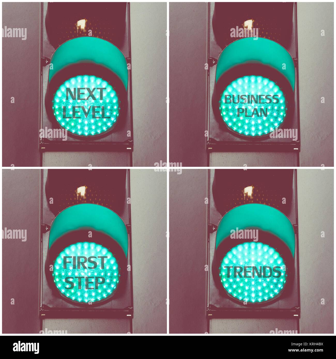 Concept messages written over green traffic lights Stock Photo - Alamy