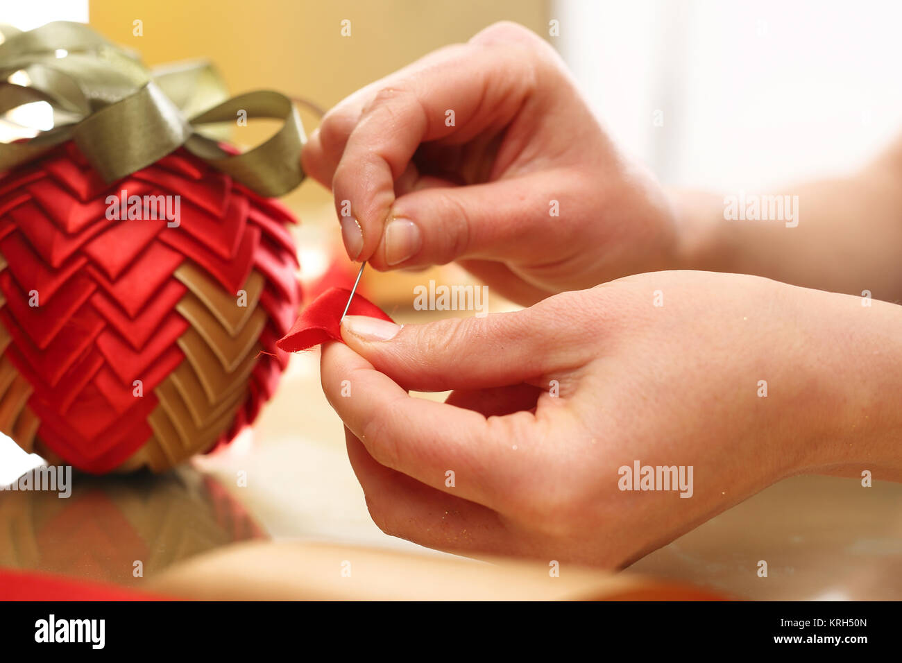 christmas decoration,bauble made of ribbon Stock Photo - Alamy