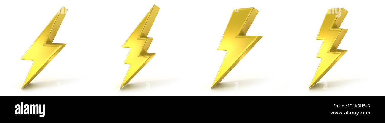 Lightning symbols, 3D golden signs Stock Photo - Alamy