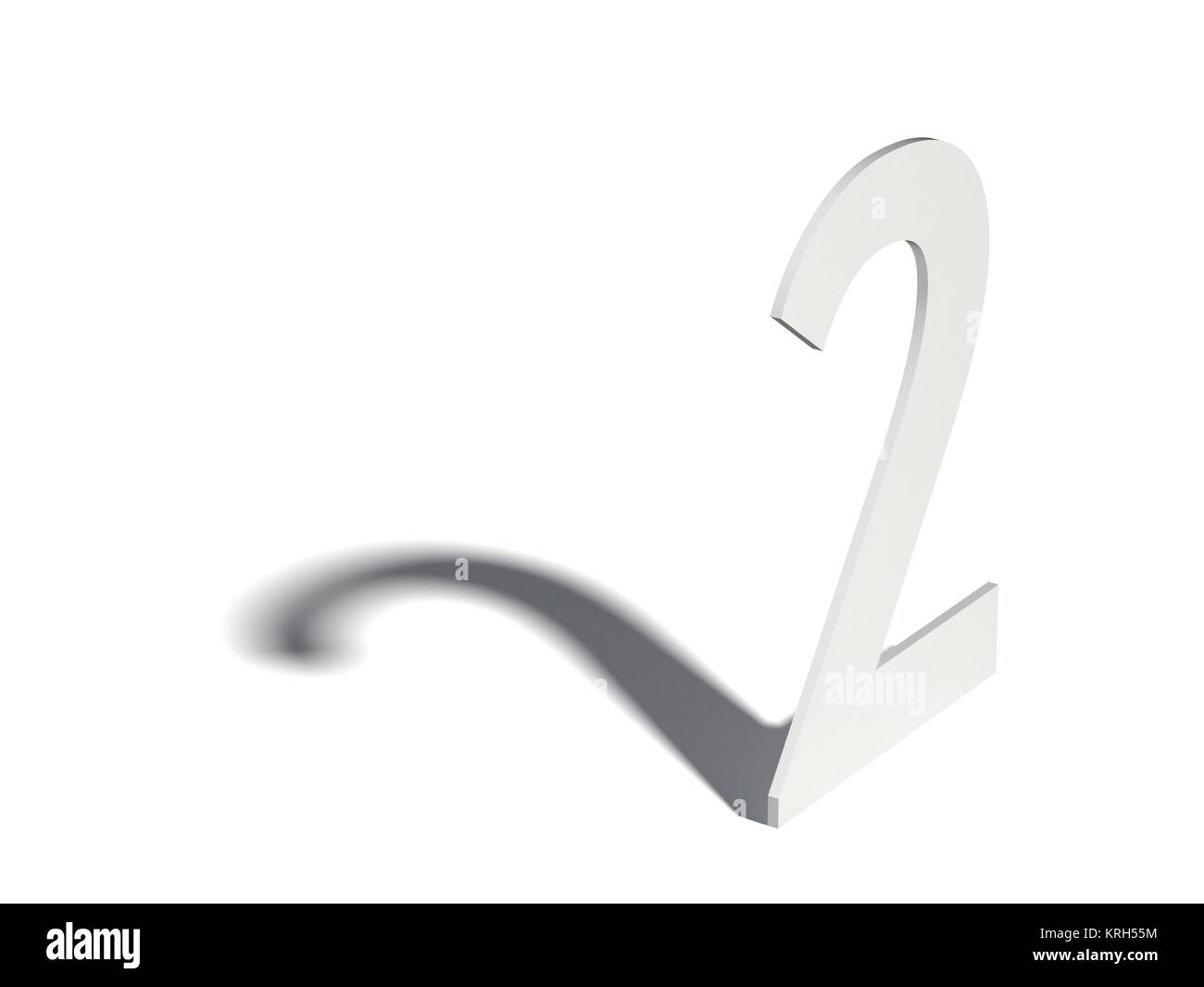 Drop shadow digit. Number TWO 2. 3D Stock Photo - Alamy
