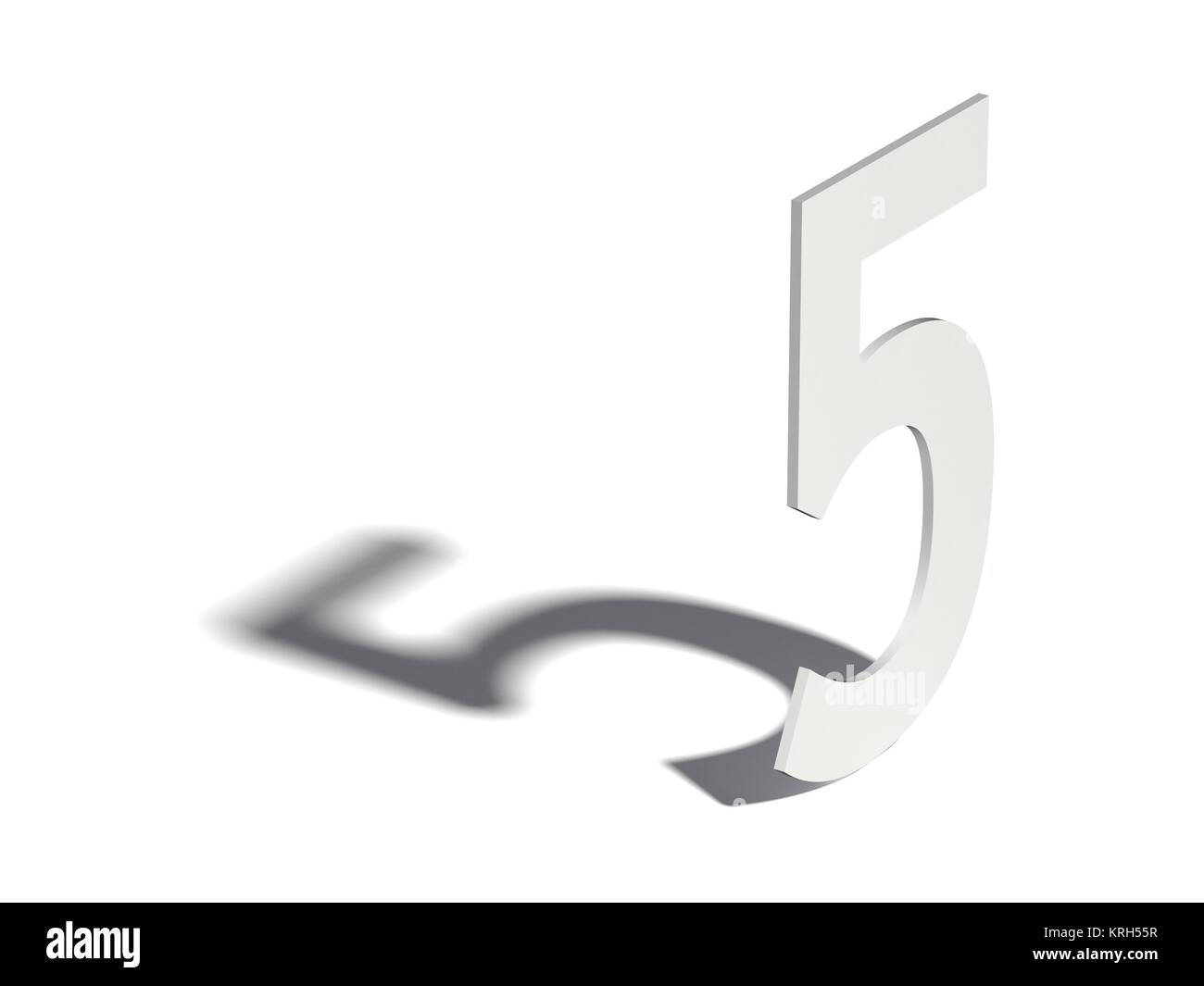 Drop shadow digit. Number FIVE 5. 3D Stock Photo - Alamy