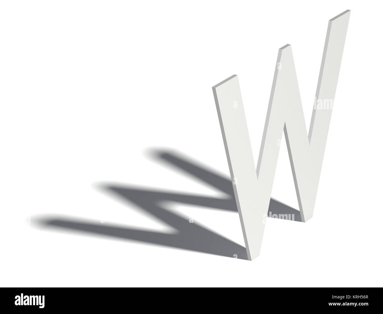 Drop shadow font. Letter W. 3D Stock Photo - Alamy