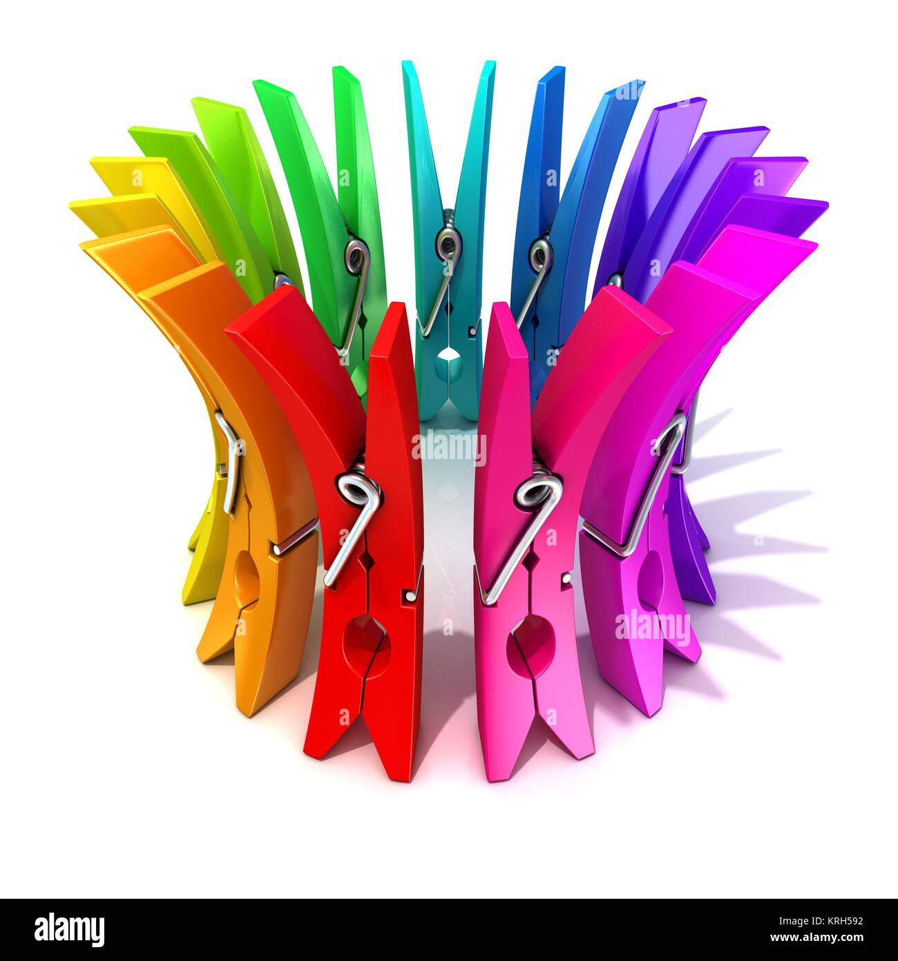 Colorful plastic clothes pegs 3D Stock Photo - Alamy