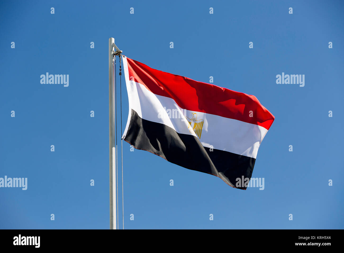 National flag of Egypt on a flagpole Stock Photo - Alamy