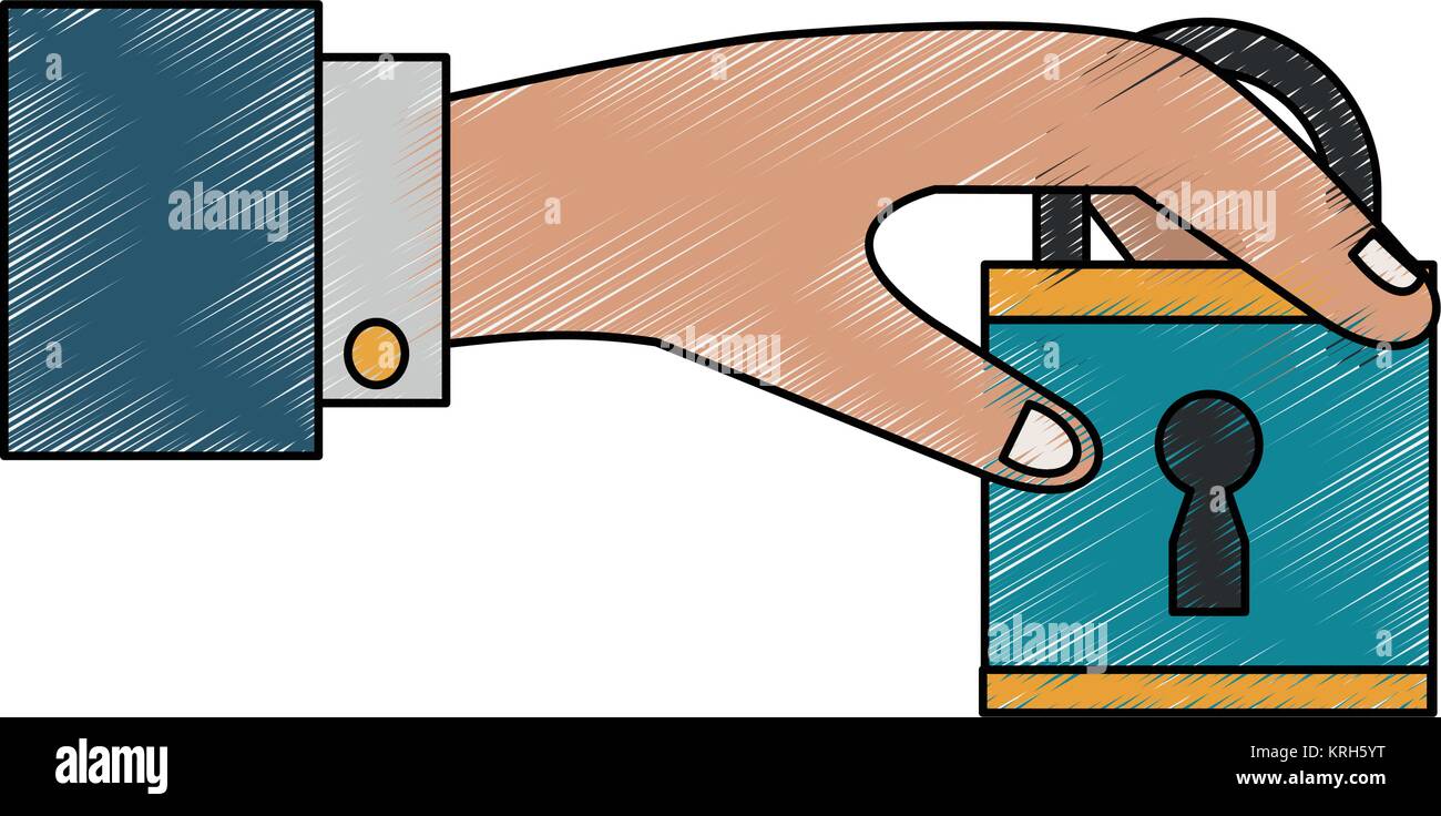 Hand with padlock Stock Vector Image & Art - Alamy